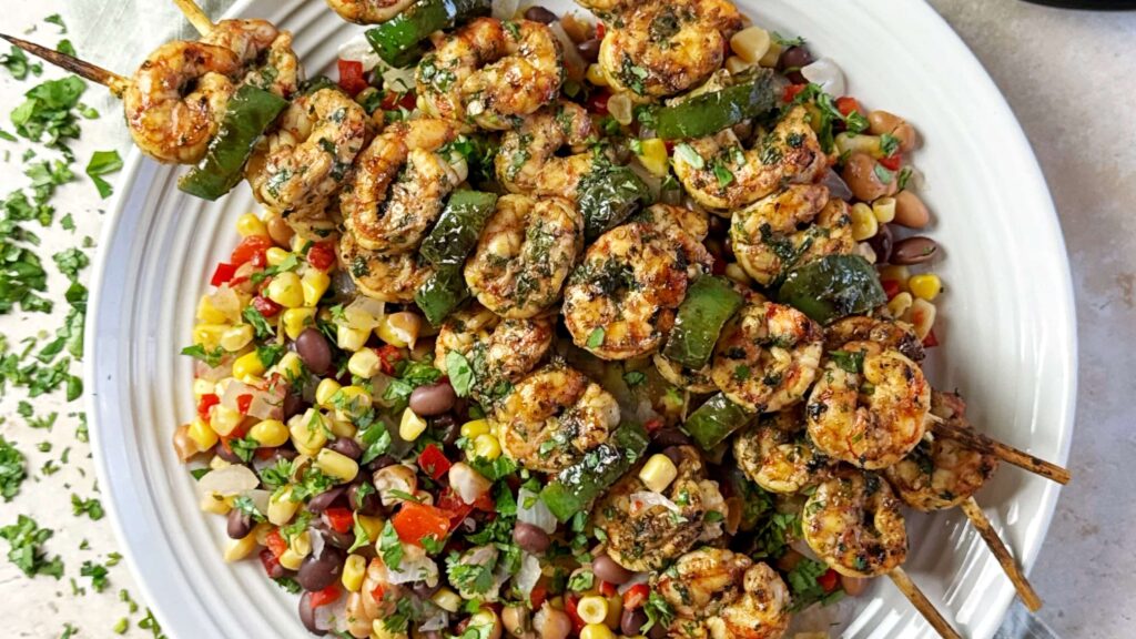 Marinated Grilled Shrimp with Cowboy Caviar - Paisley Farm Foods